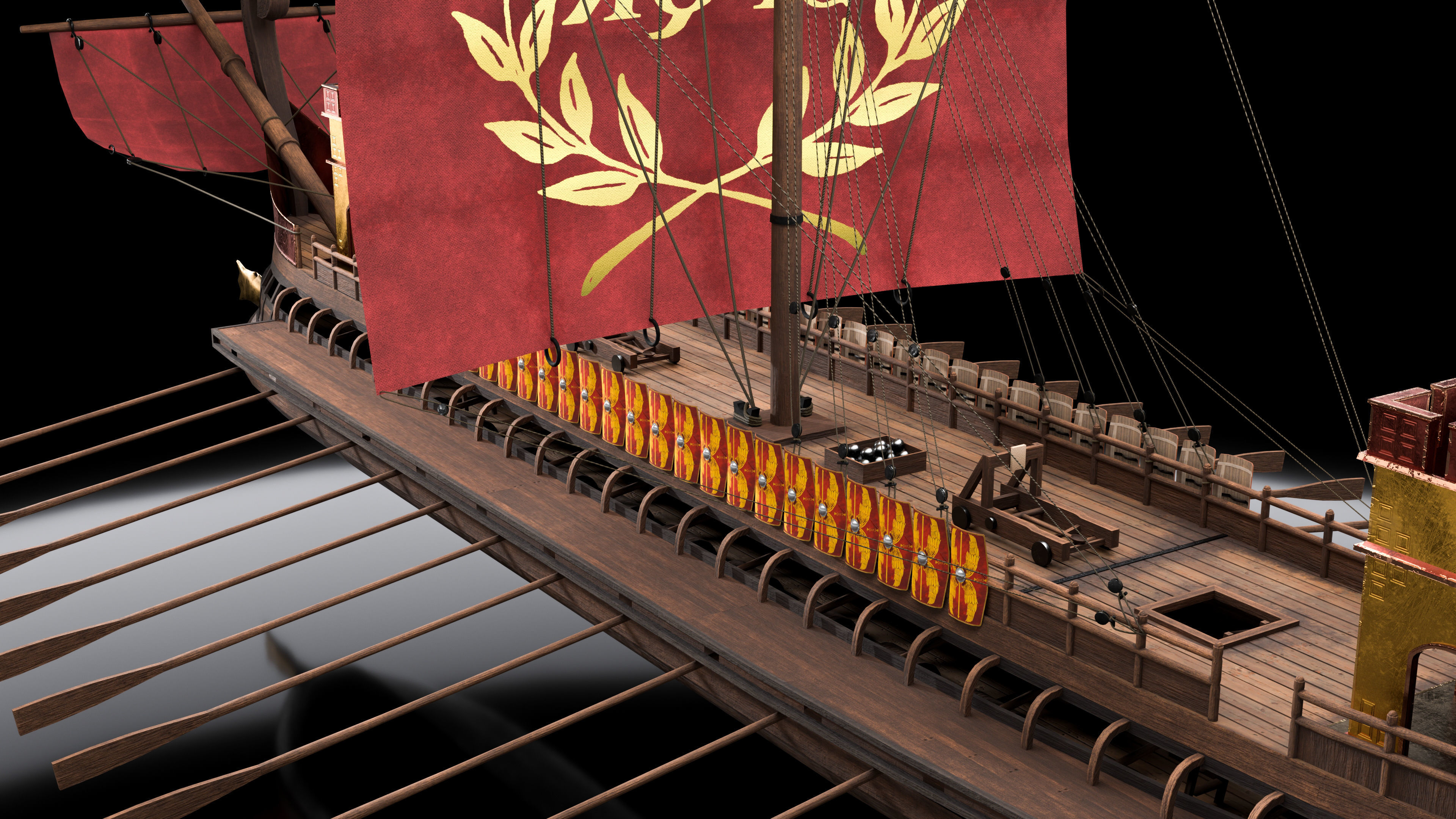 3D model Roman Ship Galley VR / AR / low-poly | CGTrader