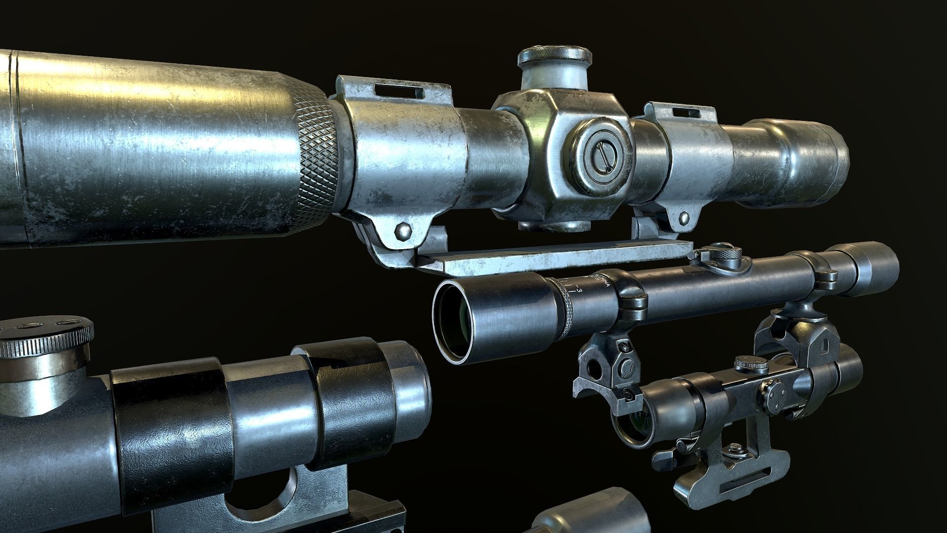 3D Model Collection WW2 Scope PACK VR / AR / low-poly | CGTrader