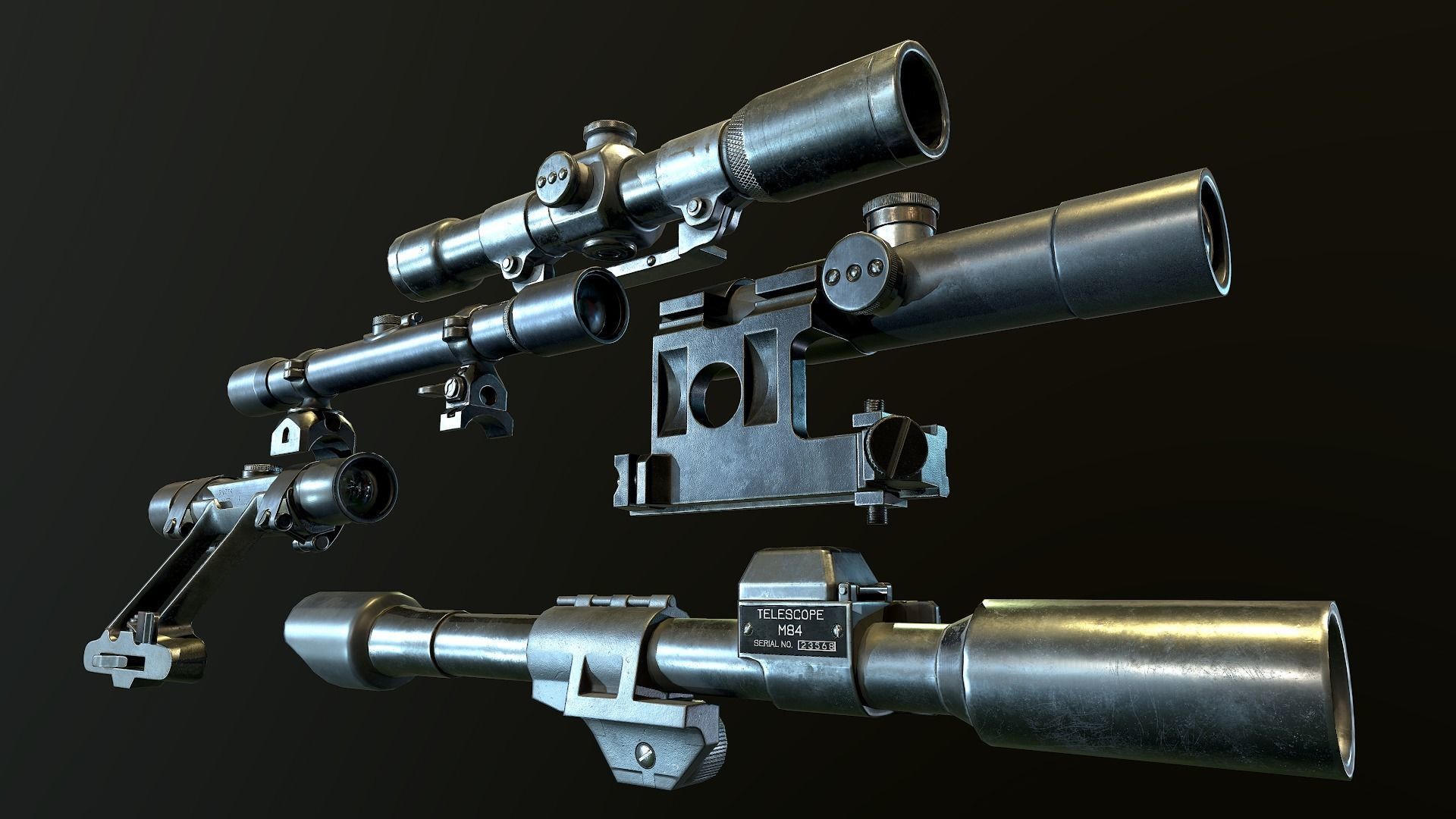 3D Model Collection WW2 Scope PACK VR / AR / low-poly | CGTrader