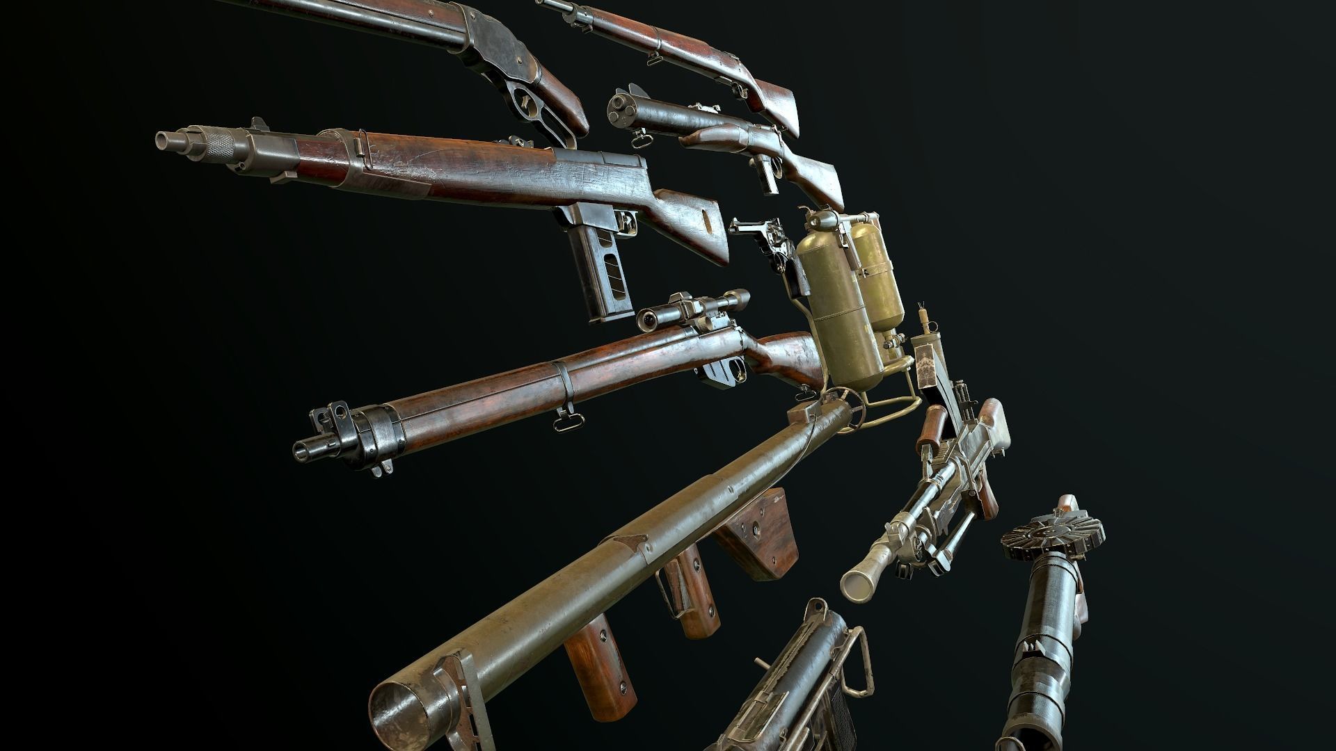 3D Model Collection WW2 Weapons Allies US Pack VR / AR / low-poly ...