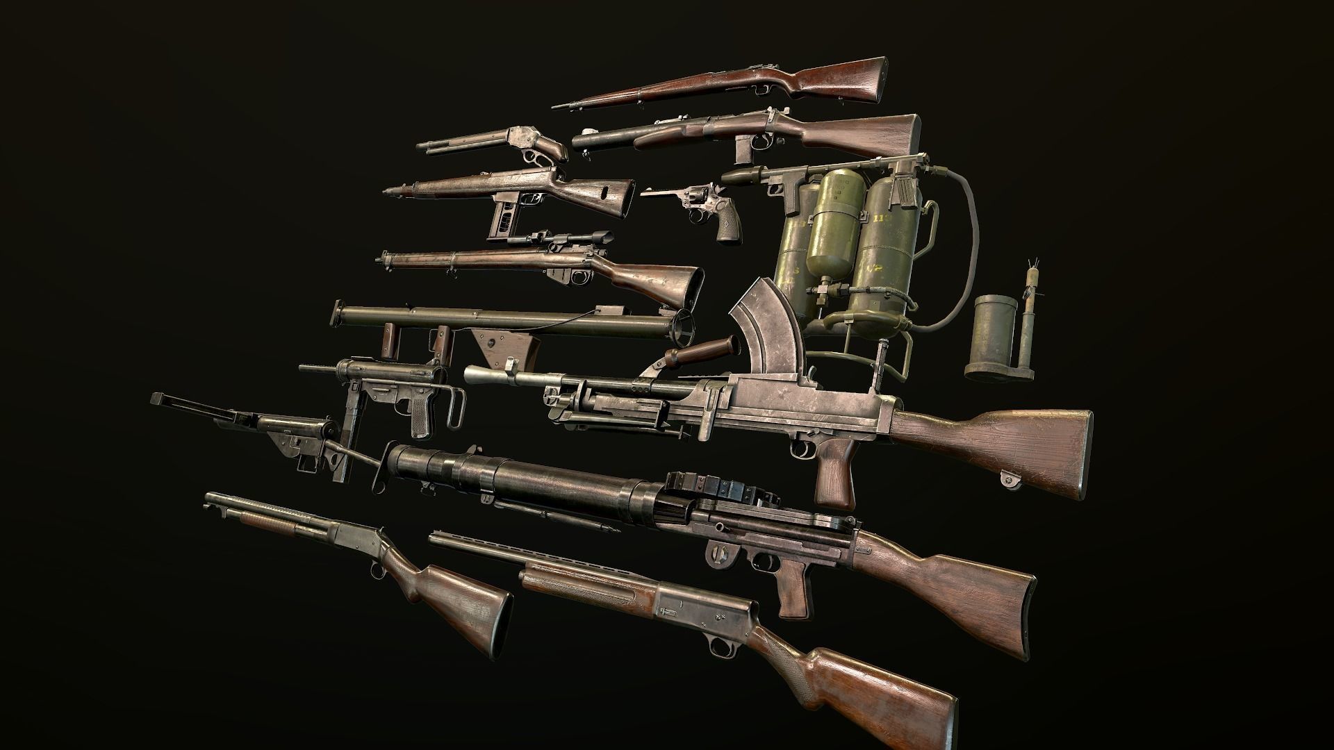 3D Model Collection WW2 Weapons Allies US Pack VR / AR / low-poly ...