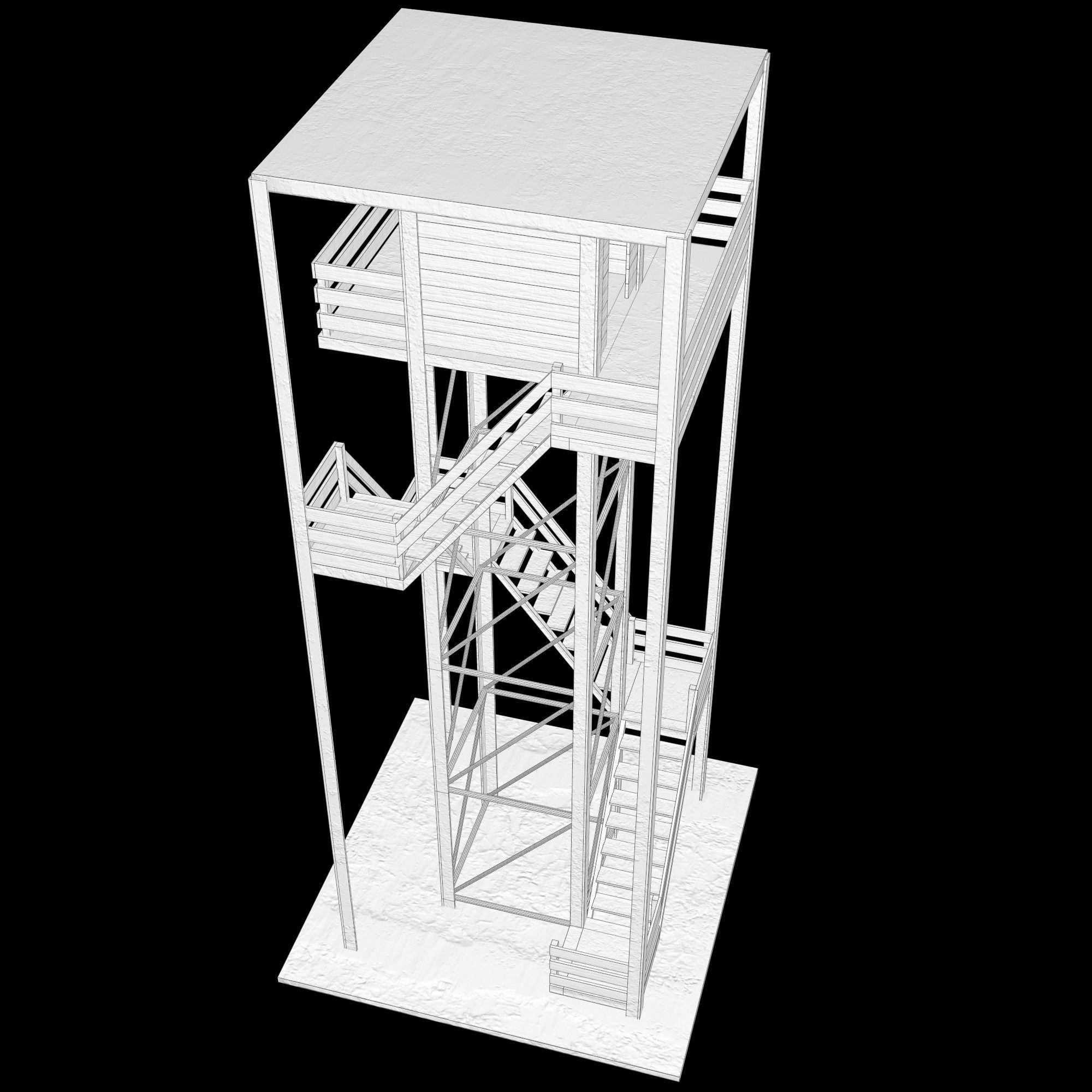 3D model A low-poly 3D model of a military tower VR / AR / low-poly ...