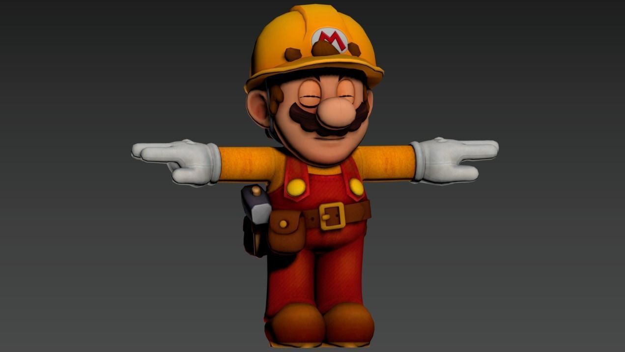 3D model Super Mario Builder-Rig-VR-AR Low-Poly 3D Model VR / AR / low ...
