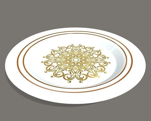 Dishes golden plate with ornament free 3D model | CGTrader