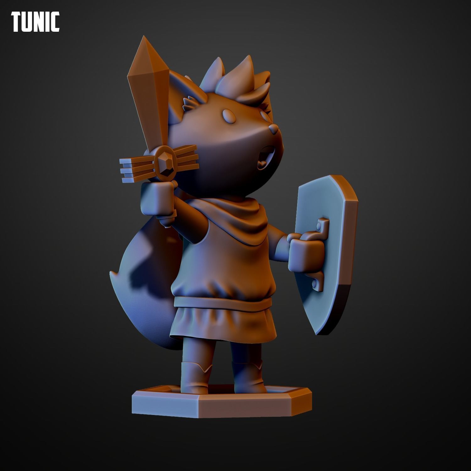 TUNIC fox holding sword and shield 3D model 3D printable | CGTrader