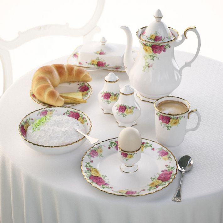 White Victorian Tea Set 3D model | CGTrader