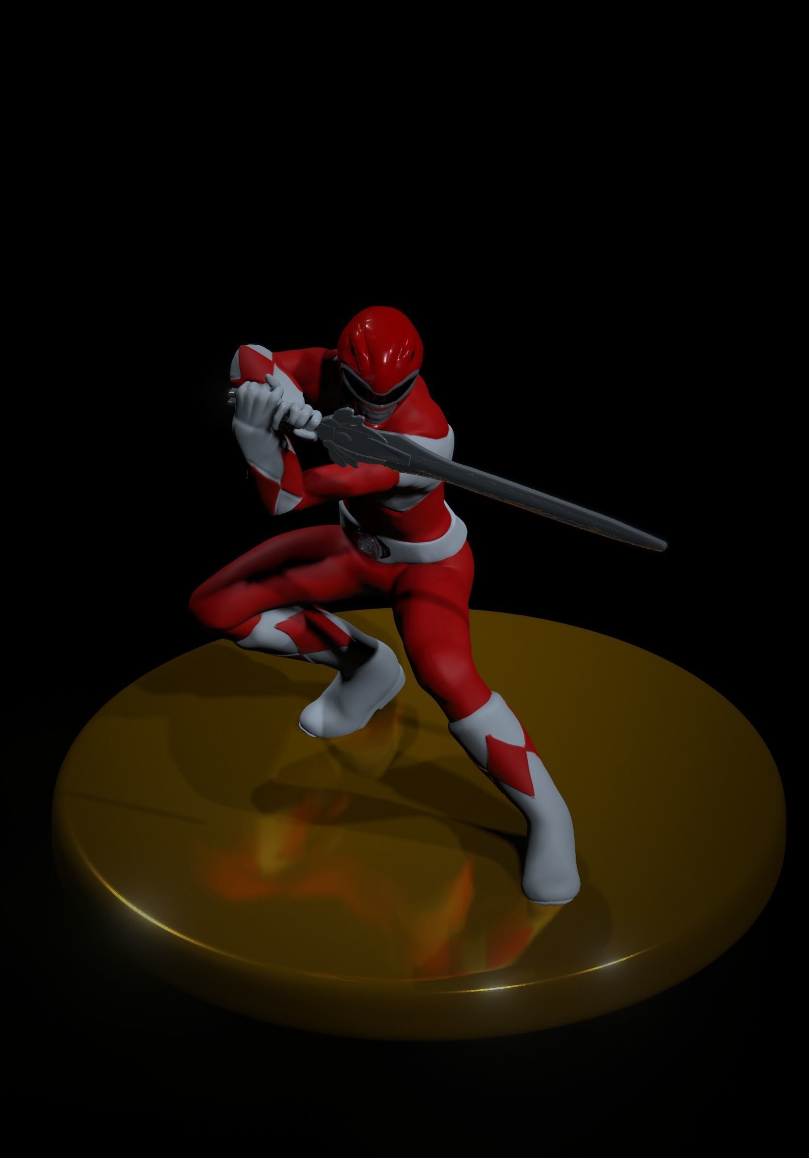Mighty Morphin Power Rangers Red ranger Statue 3D model 3D printable ...