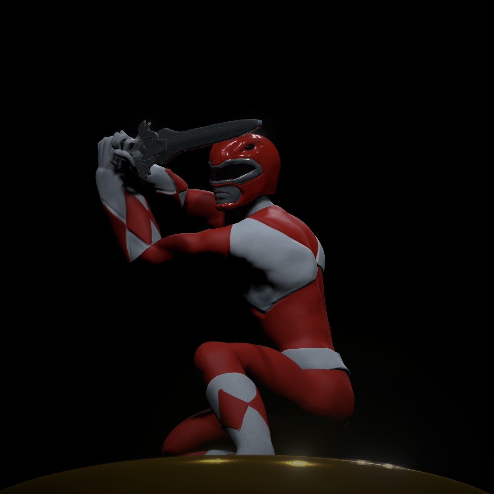 Mighty Morphin Power Rangers Red ranger Statue 3D model 3D printable ...