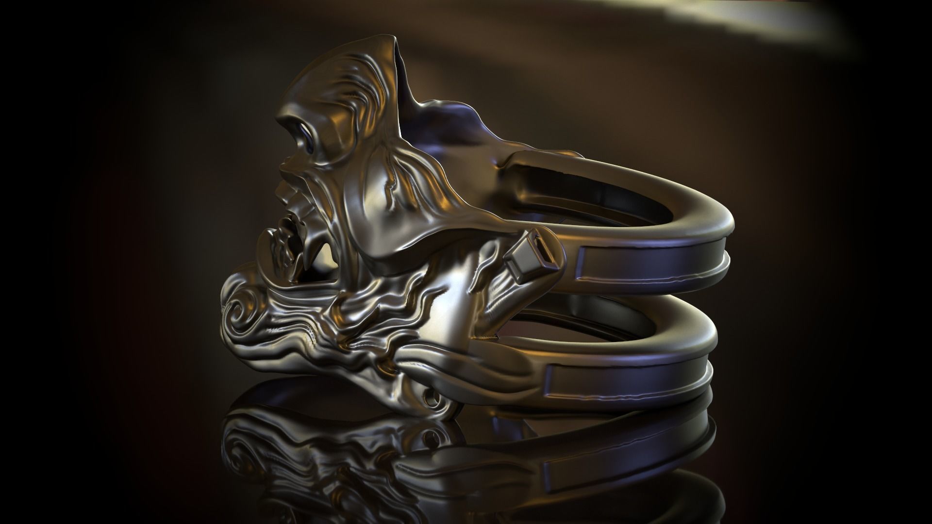 Oni samurai mask ring 3D model 3D printable | CGTrader