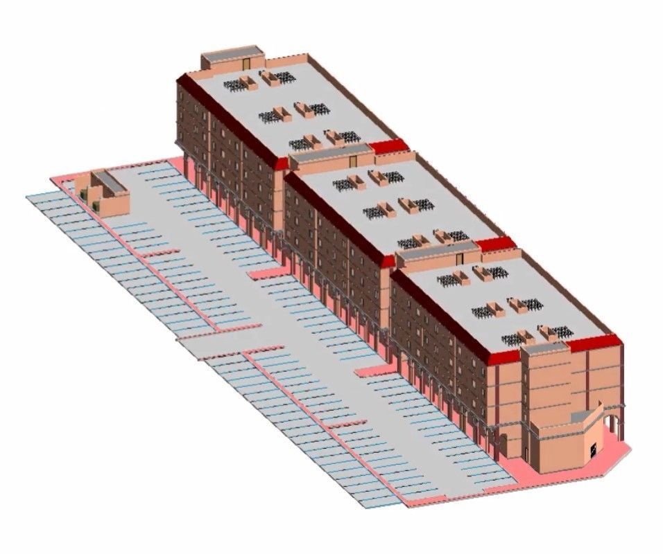 residential complex complete revit project P2 3D model | CGTrader