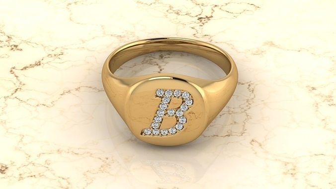Alphabet Jewelry Ring B 3D model 3D printable | CGTrader