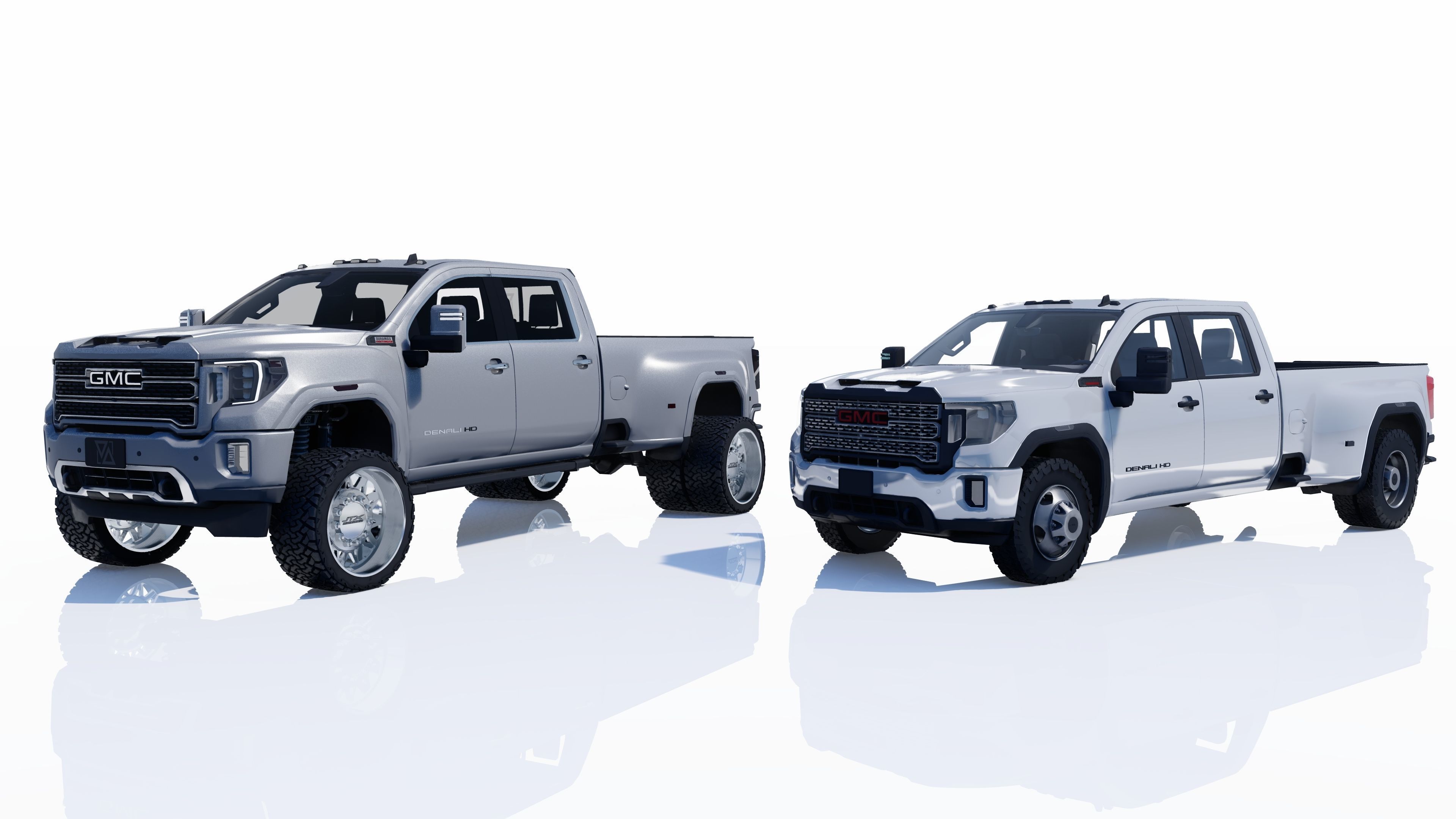 Pickup GMC Sierra 3500 HD Denali Dually with Interior 3D model | CGTrader