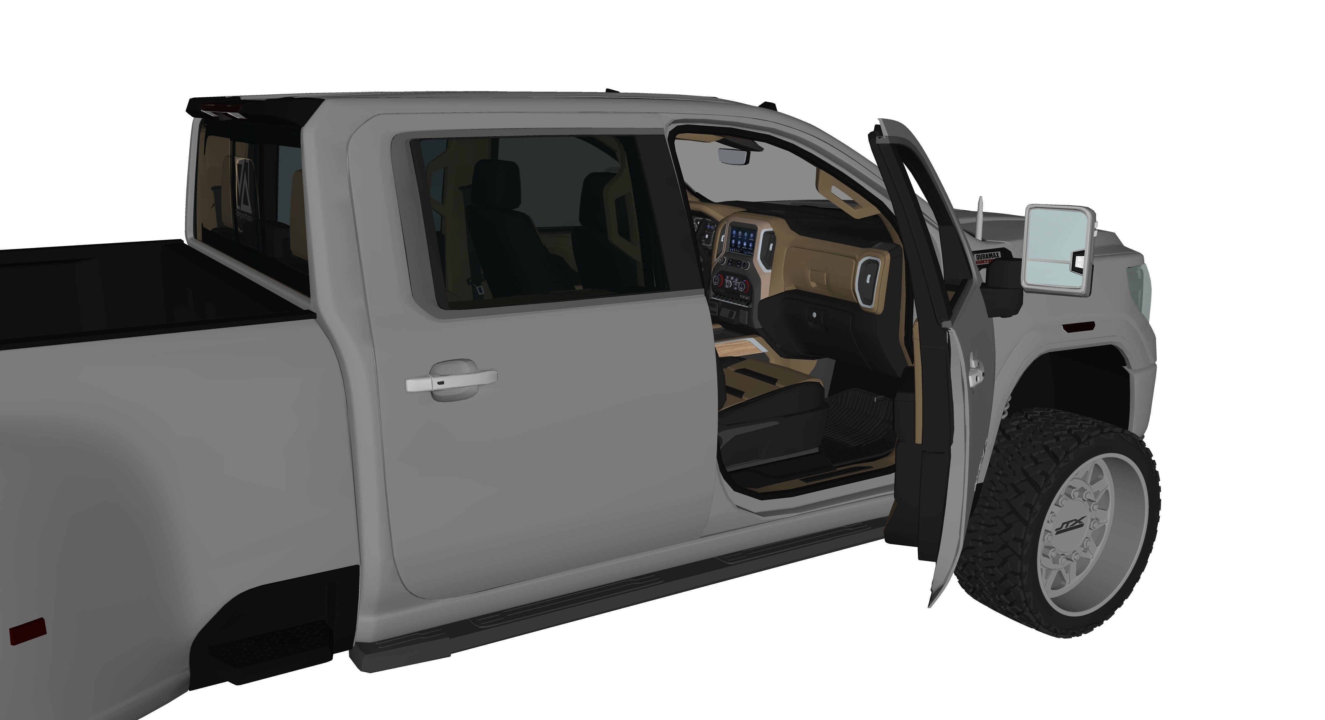 Pickup GMC Sierra 3500 HD Denali Dually with Interior 3D model | CGTrader