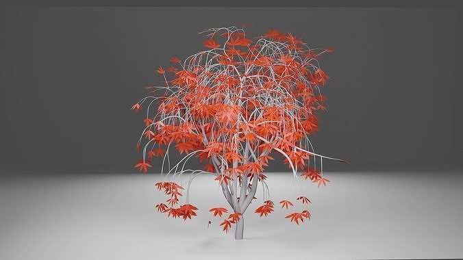 Red Leaves tree Blend OBJ 3D Model free 3D model | CGTrader