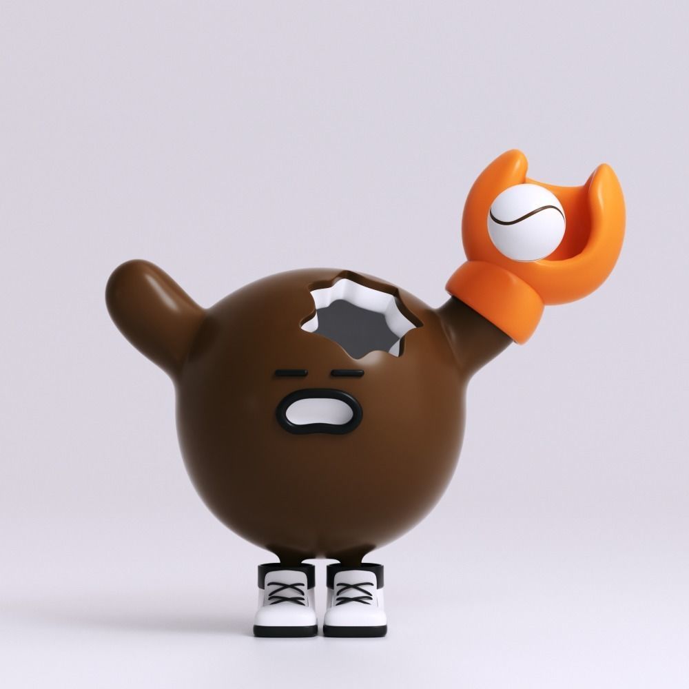 3D model Coconut baseball Fruits Model octane c4d IP Toys doll cartoon ...