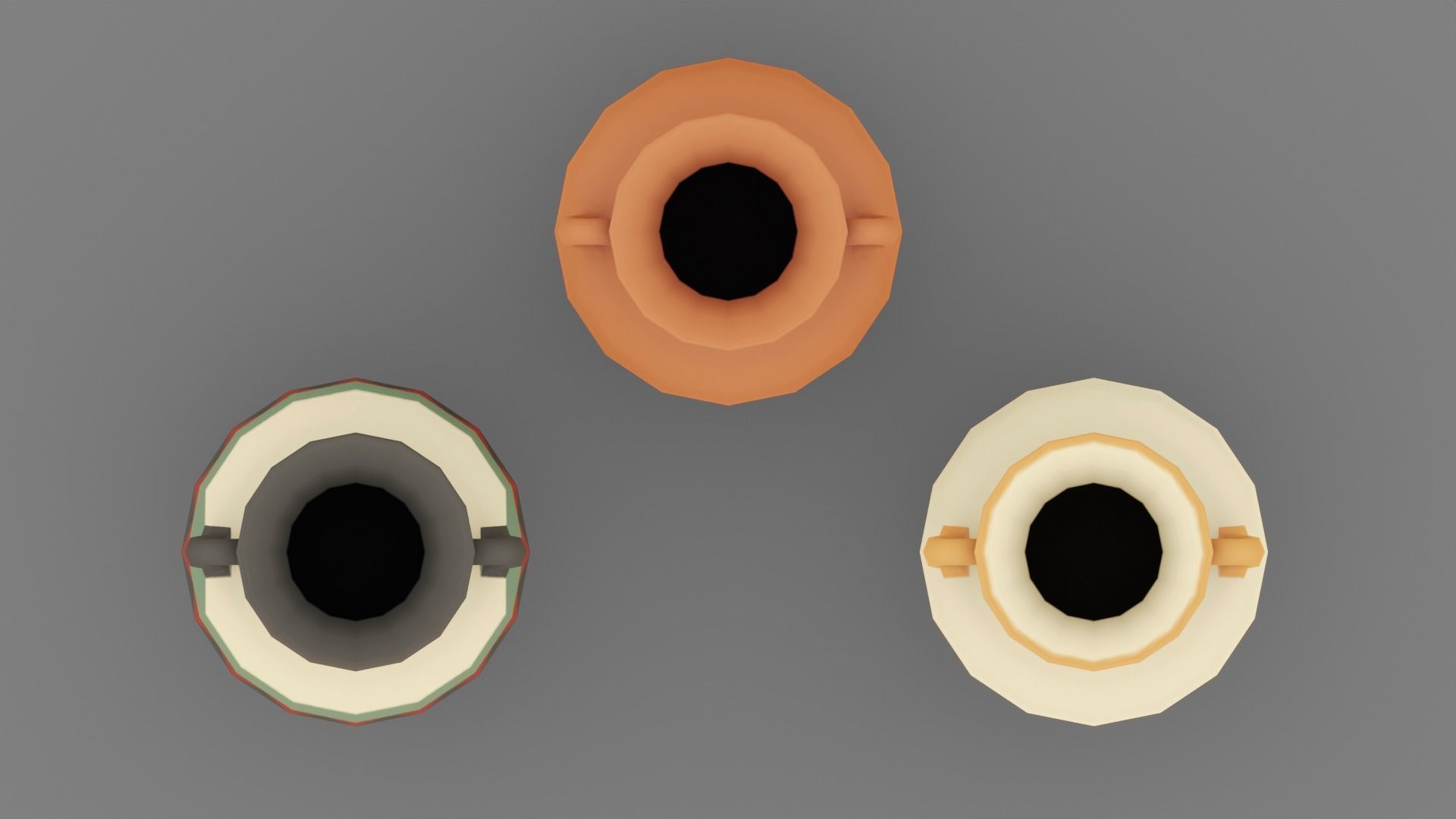 3D model Low poly vase collection set of three pots VR / AR / low-poly ...