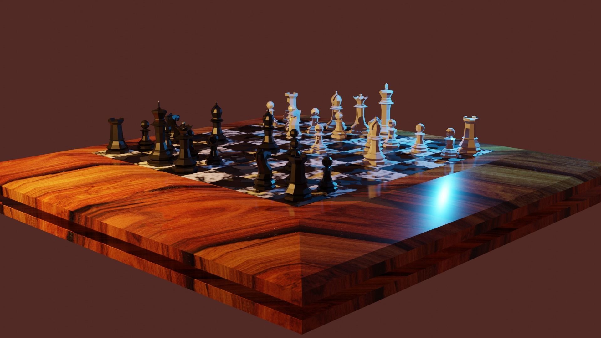 Chess desk with pieces 3D model | CGTrader