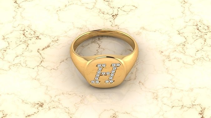 Alphabet Jewelry Ring H 3D model 3D printable | CGTrader