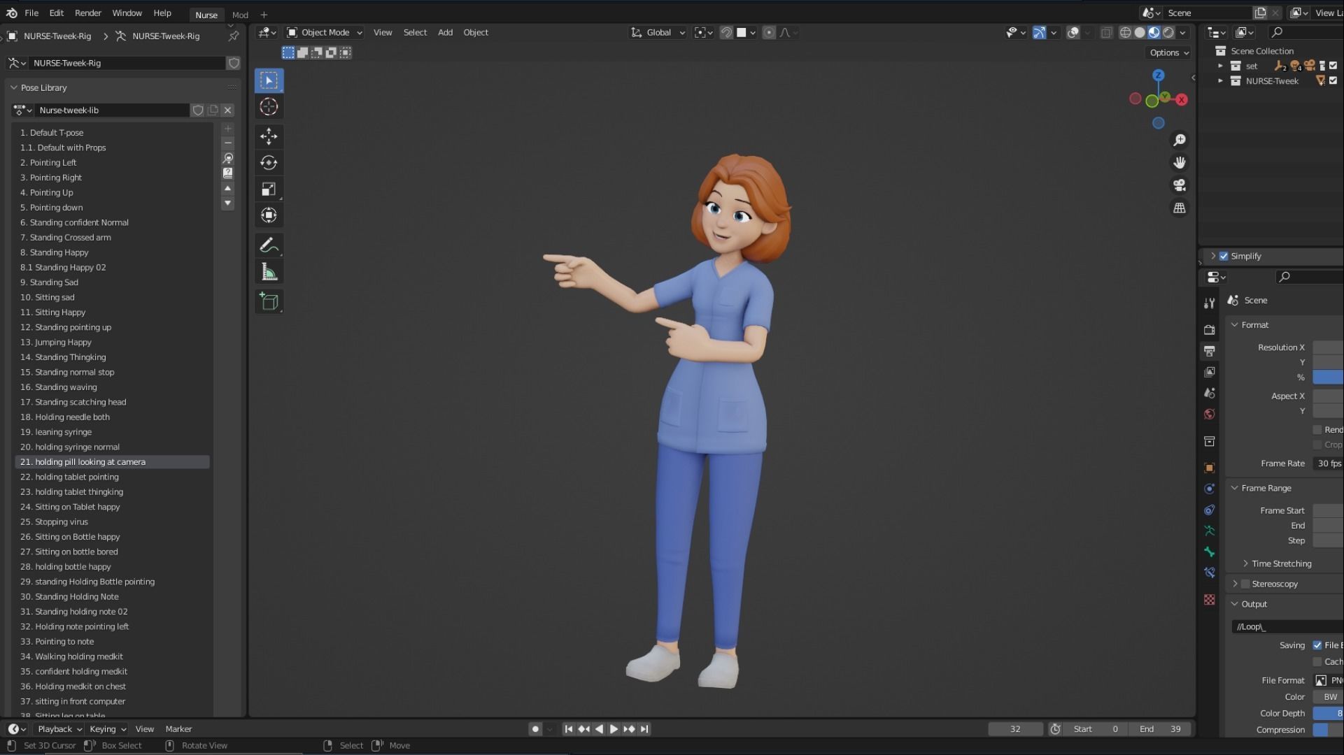 Nurse Cartoon Female Character Illustration 3D model animated rigged ...