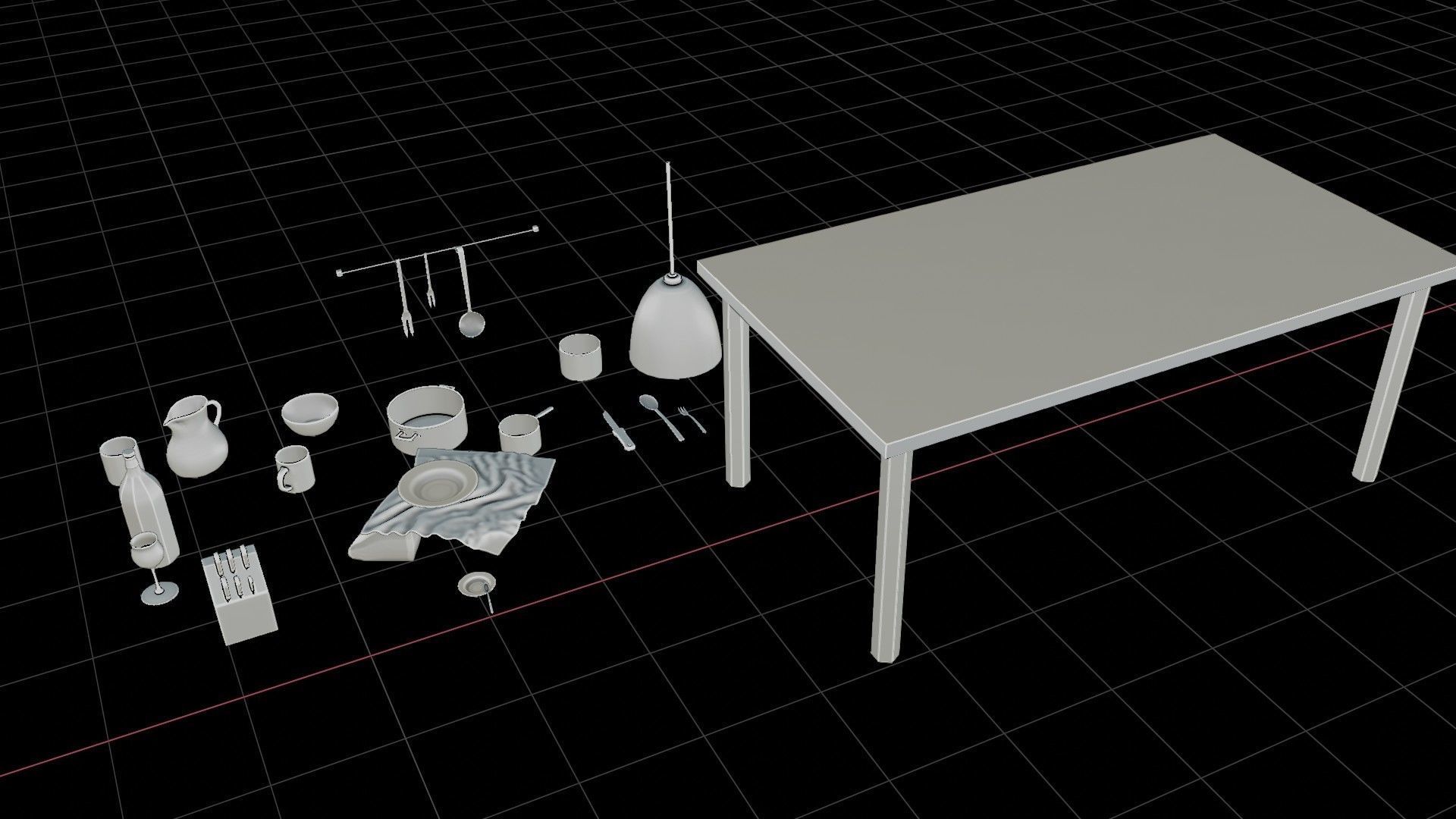 Kitchen items FREE Blender Free Asset free 3D model | CGTrader