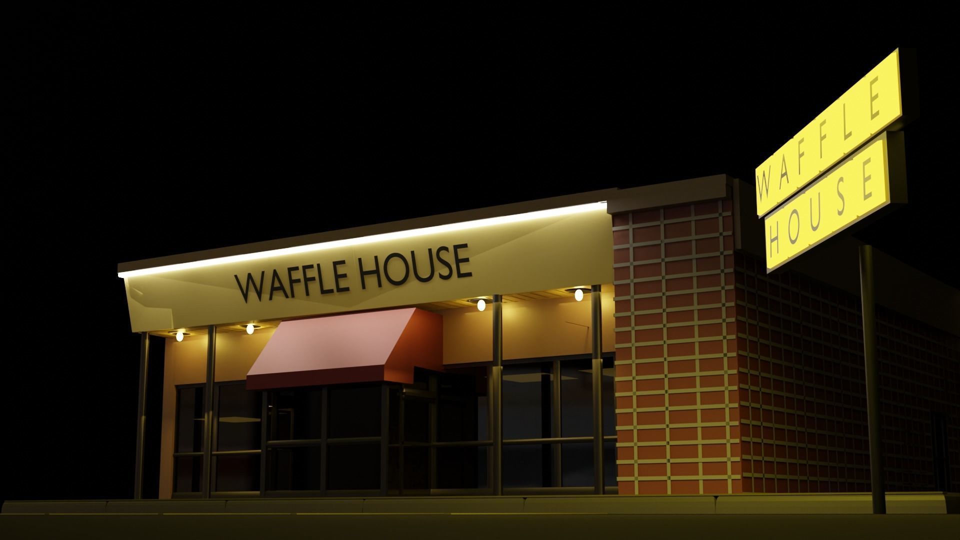 Low poly Waffle House free 3D model | CGTrader