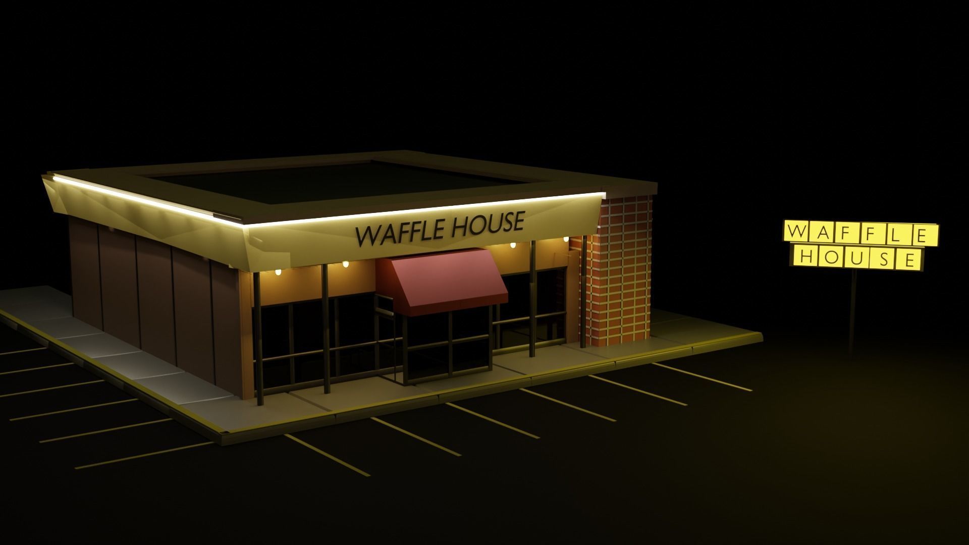 Low poly Waffle House free 3D model | CGTrader