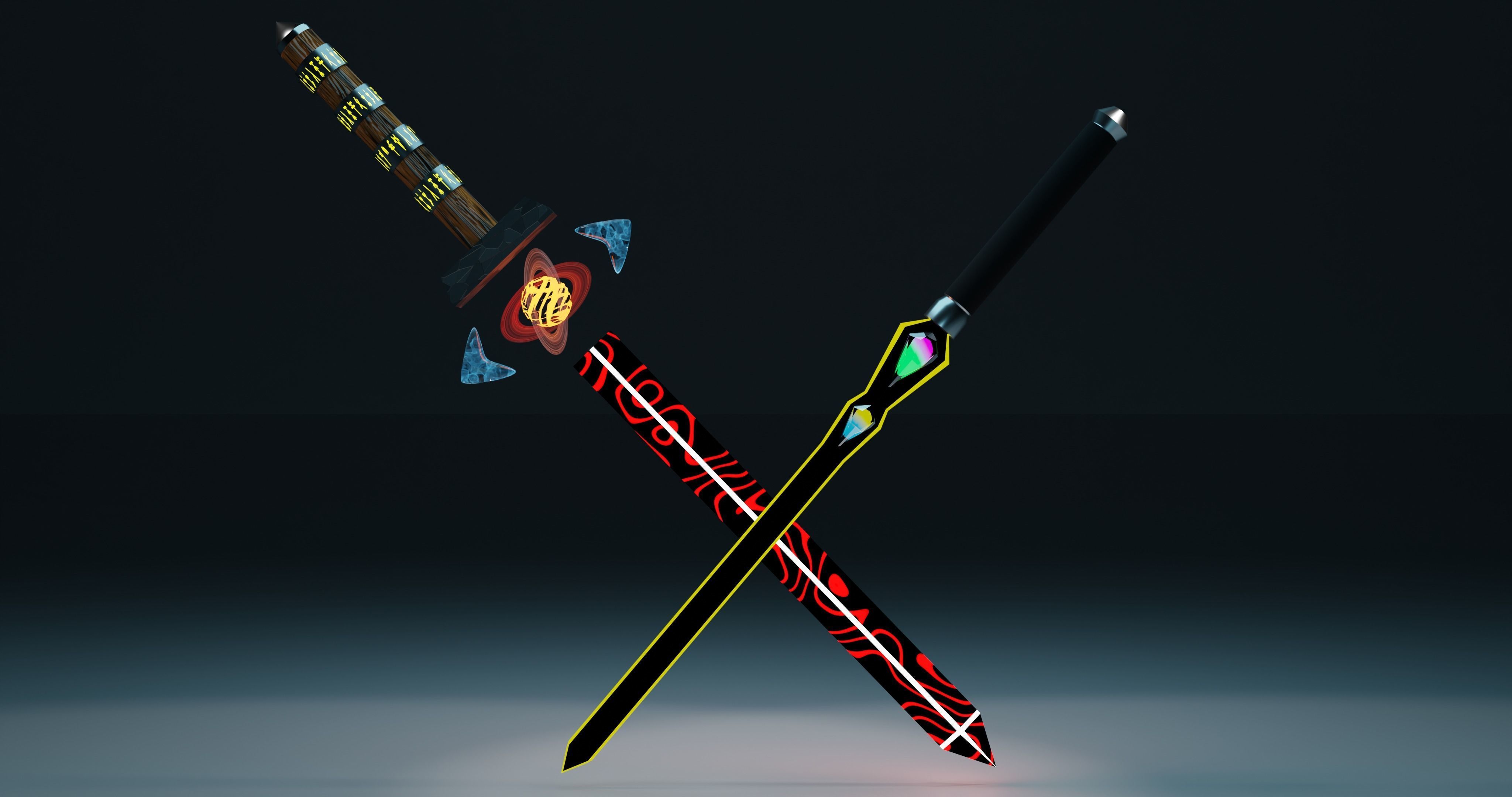 Double-Fantasy-Swords two swords 3D model | CGTrader