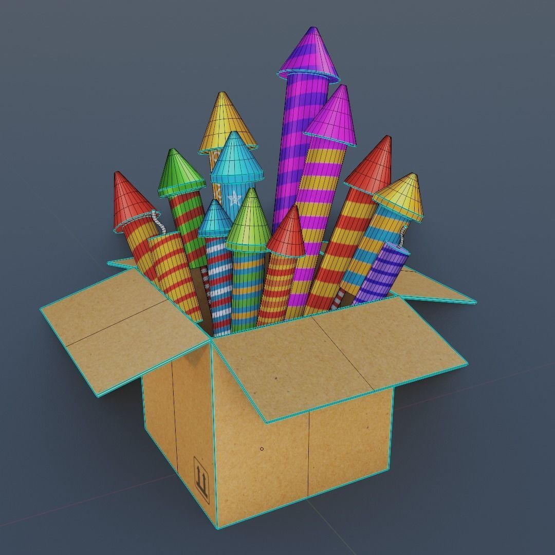 3D model FIREWORKS BOX VR / AR / low-poly | CGTrader