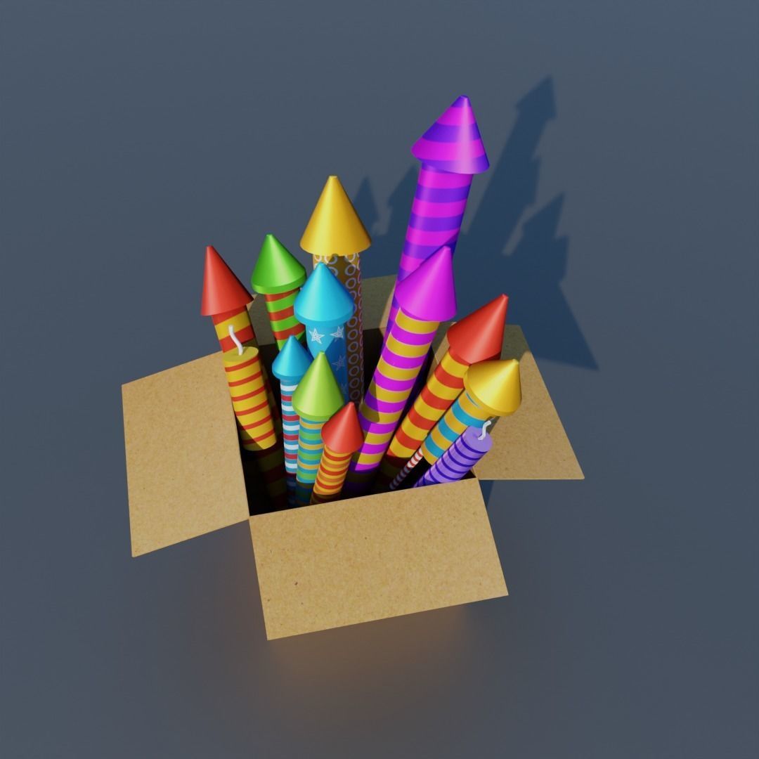 3D model FIREWORKS BOX VR / AR / low-poly | CGTrader