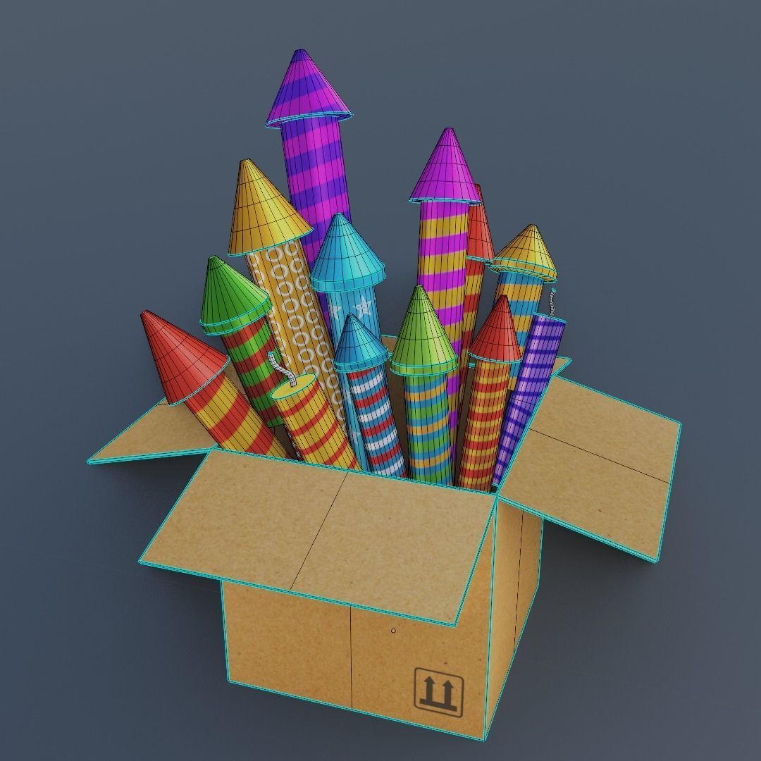 3D model FIREWORKS BOX VR / AR / low-poly | CGTrader