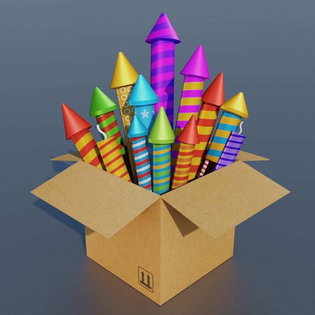 3D model FIREWORKS BOX VR / AR / low-poly | CGTrader