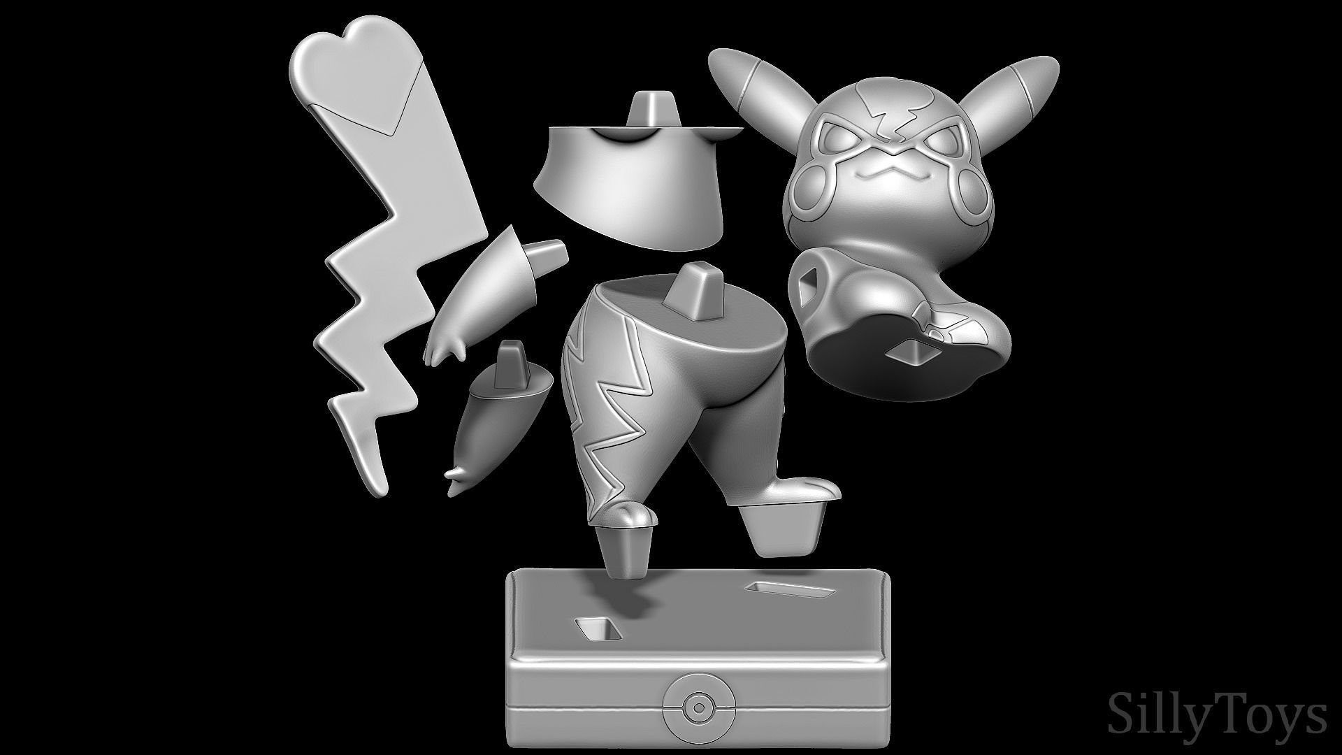 Pikachu Libre - Pokemon Go 3D model 3D printable | CGTrader