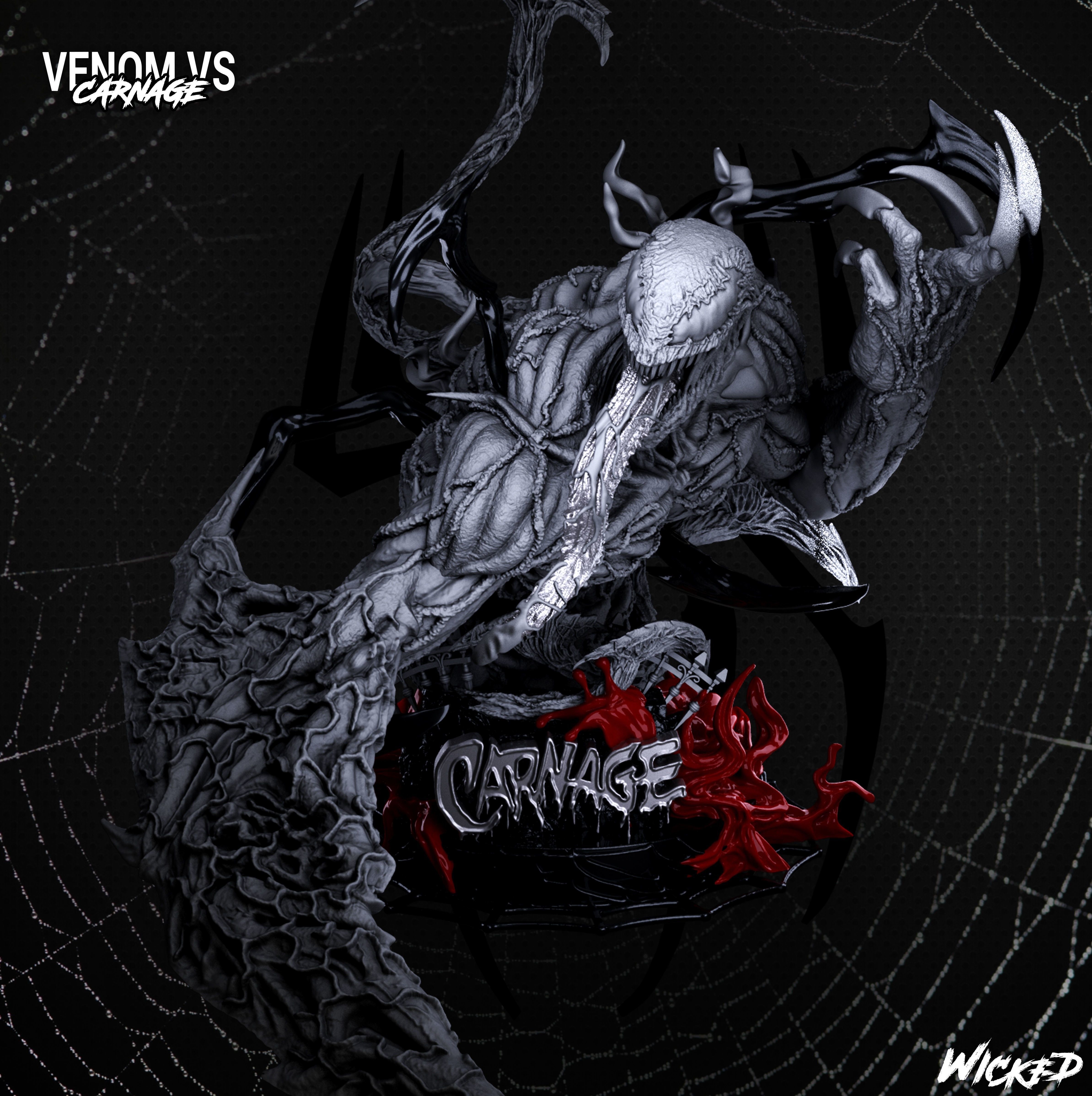 Wicked Marvel Carnage Bust 3D print model 3D model 3D printable | CGTrader