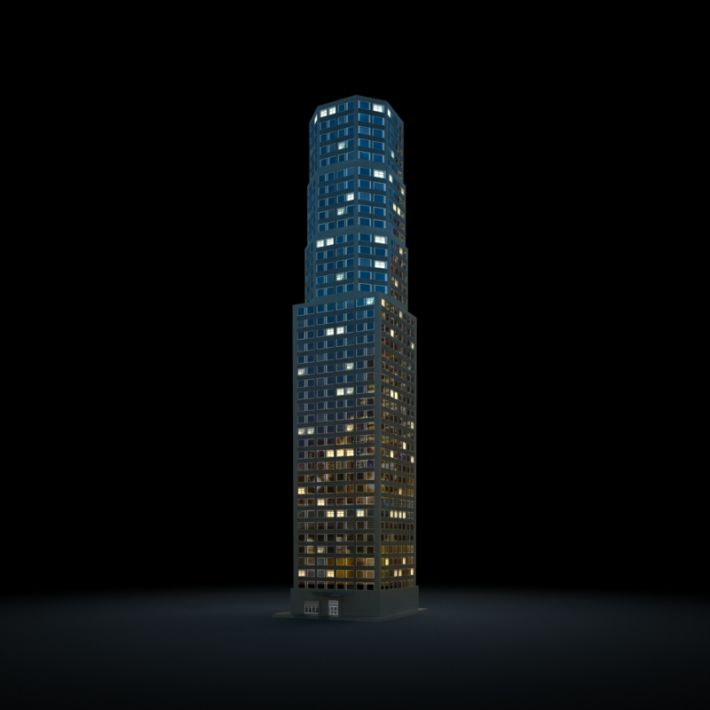Lit Skyscraper At Night Ii 3D model | CGTrader