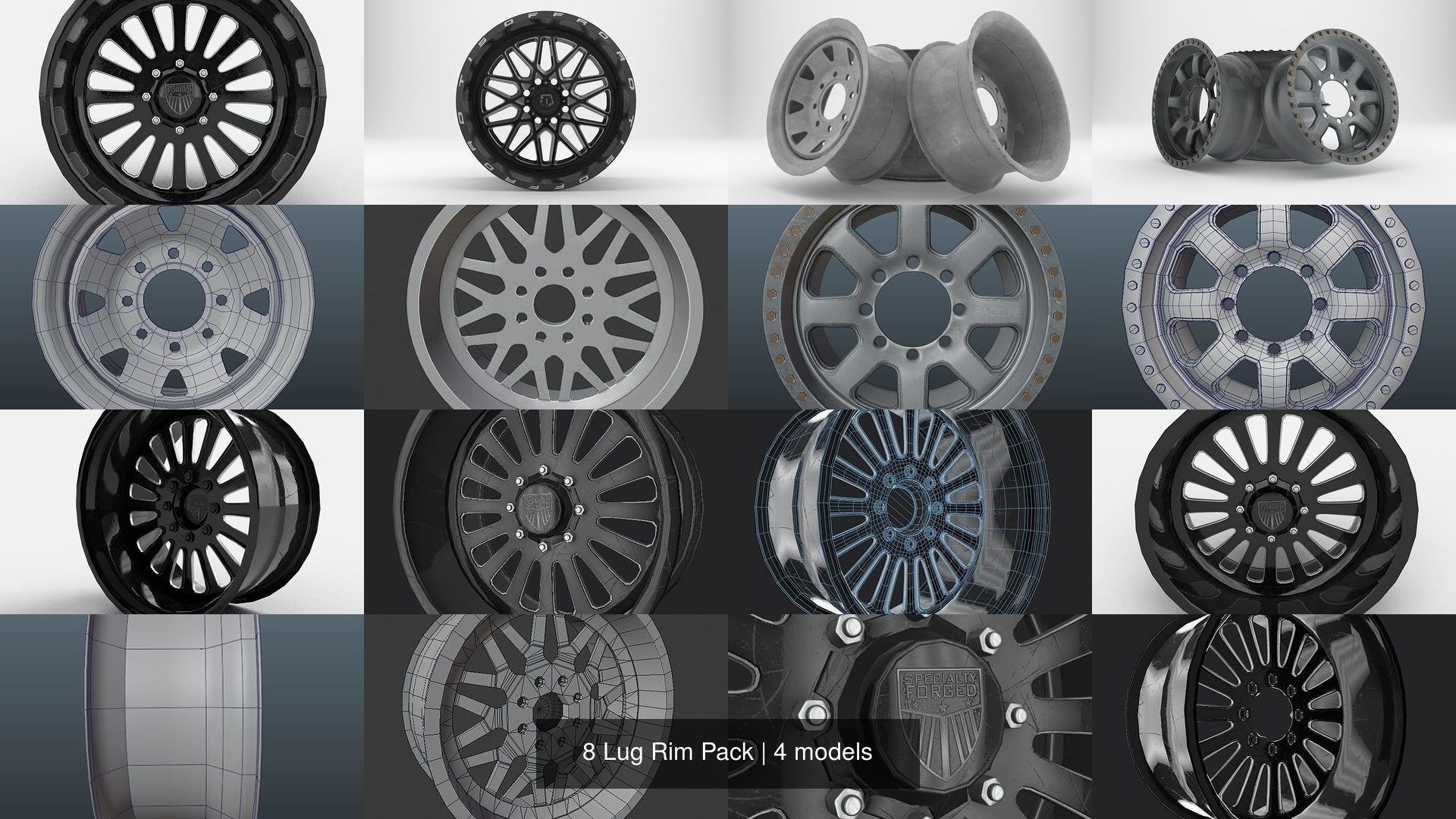 3D Model Collection 8 Lug Rim Pack VR / AR / low-poly | CGTrader