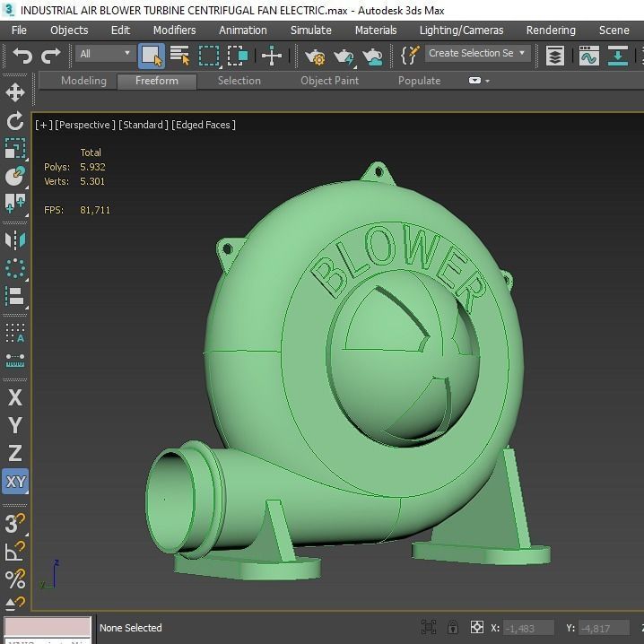 INDUSTRIAL AIR BLOWER TURBINE CENTRIFUGAL FAN ELECTRIC 3D model | CGTrader