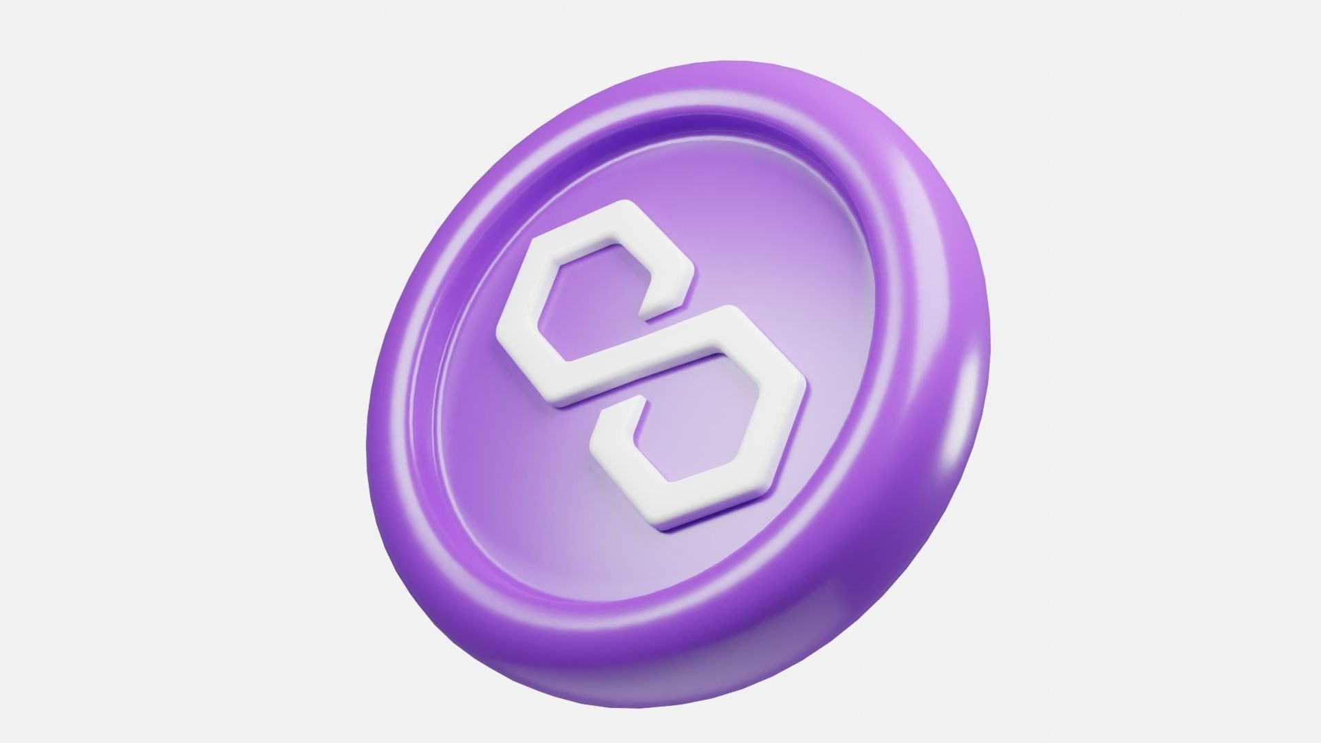 Polygon or MATIC Purple Crypto Coin model with cartoon style 3D model ...