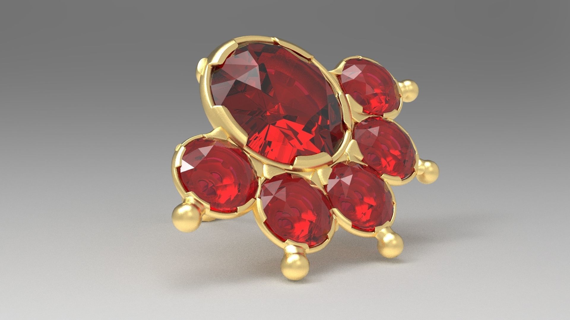 Mukkuthi swarovski crystal flower brooch 3D model | CGTrader