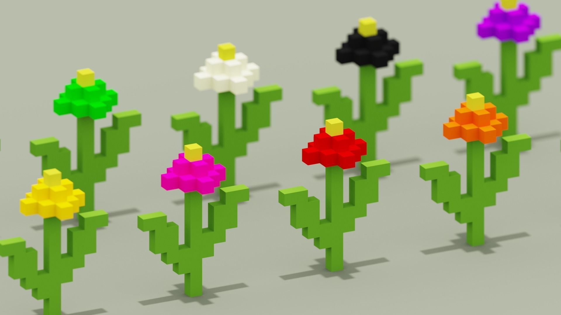 3D model Voxel Flowers VR / AR / low-poly | CGTrader