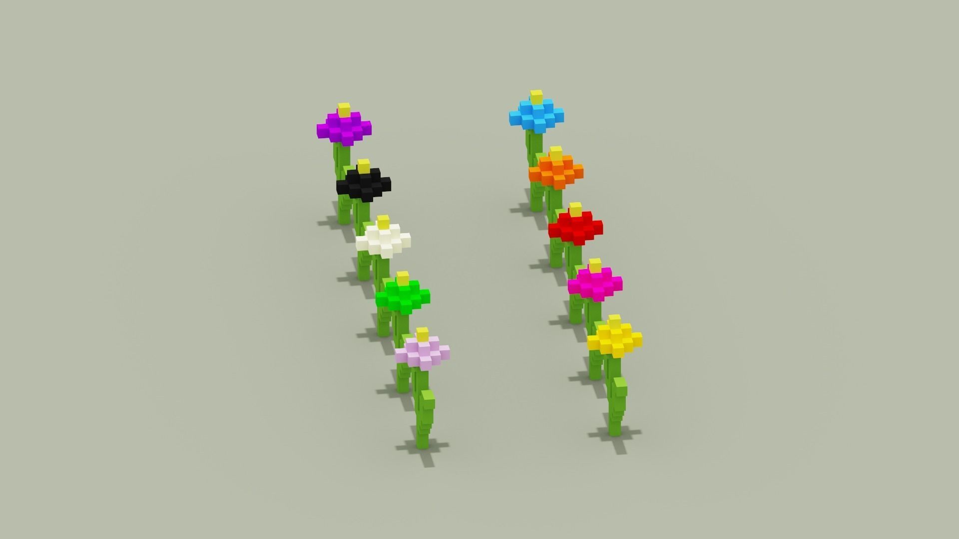 3D model Voxel Flowers VR / AR / low-poly | CGTrader