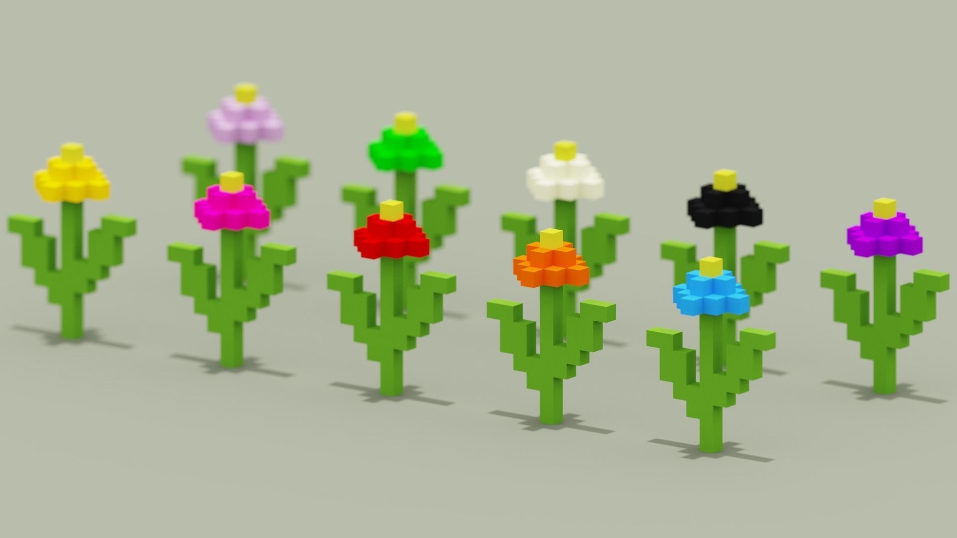 3D model Voxel Flowers VR / AR / low-poly | CGTrader