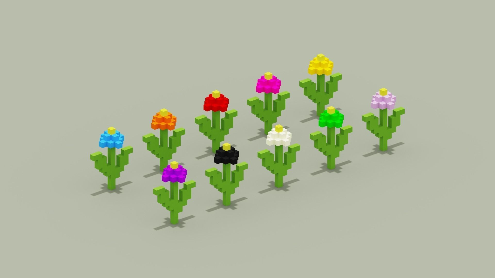 3D model Voxel Flowers VR / AR / low-poly | CGTrader