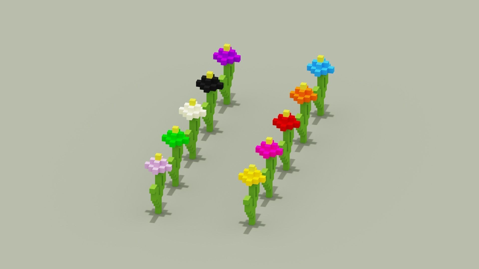 3D model Voxel Flowers VR / AR / low-poly | CGTrader