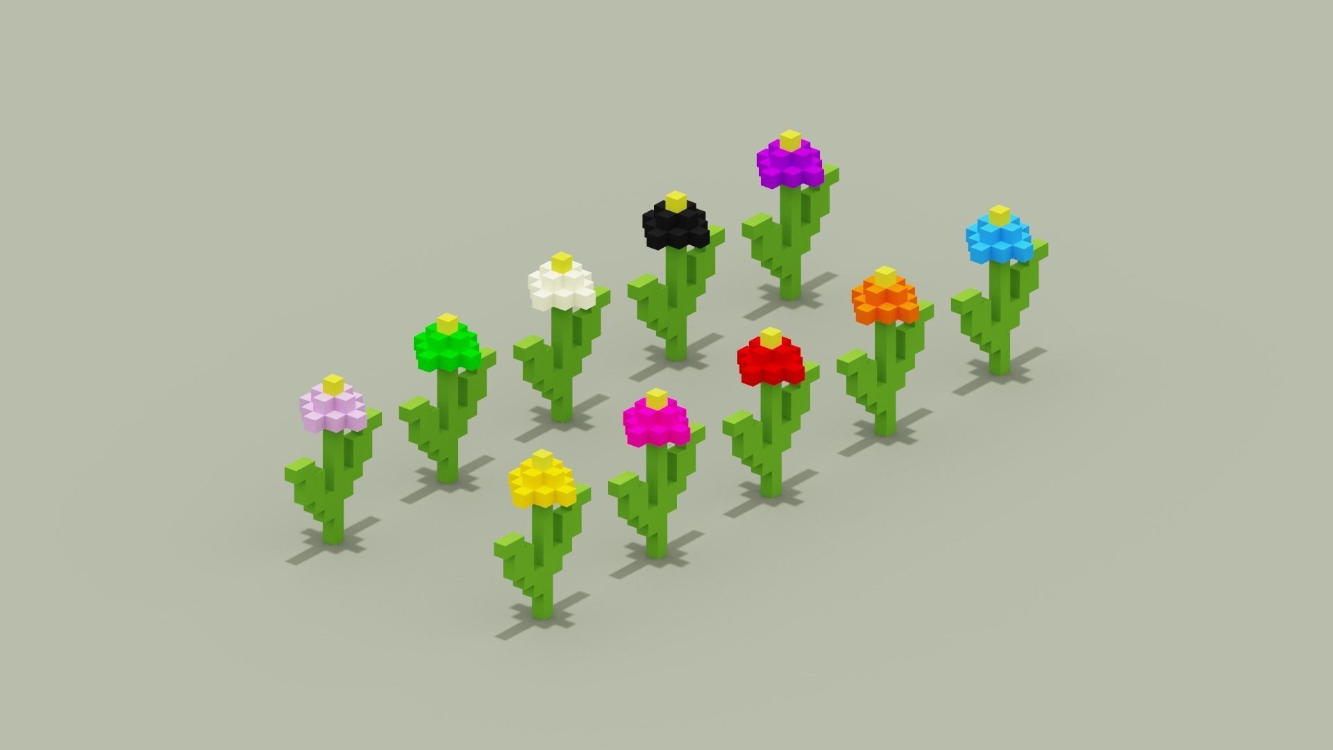 3D model Voxel Flowers VR / AR / low-poly | CGTrader