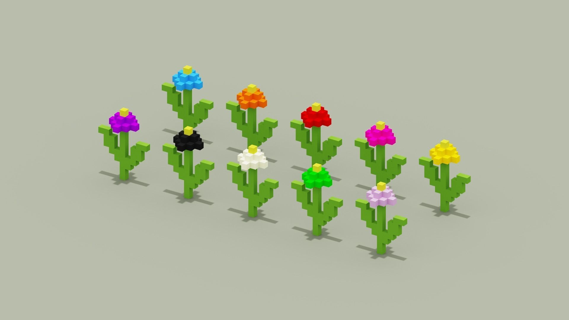 3D model Voxel Flowers VR / AR / low-poly | CGTrader