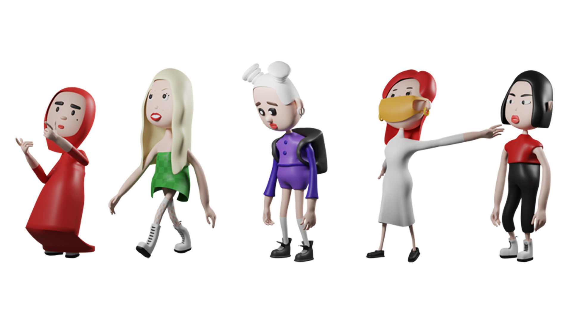 3D model Low poly cartoon characters 1 01 pack 3d model VR / AR / low ...