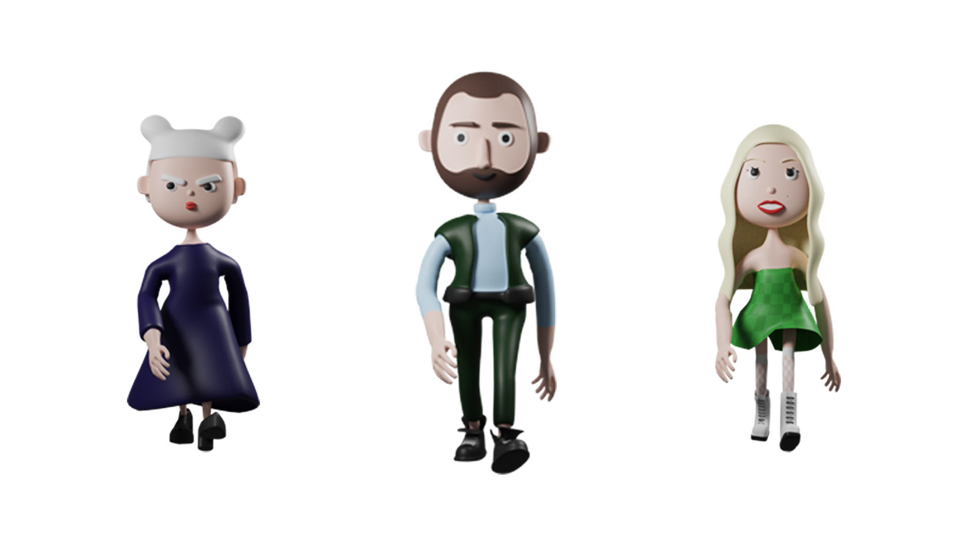 3D model Low poly cartoon characters 1 01 pack 3d model VR / AR / low ...