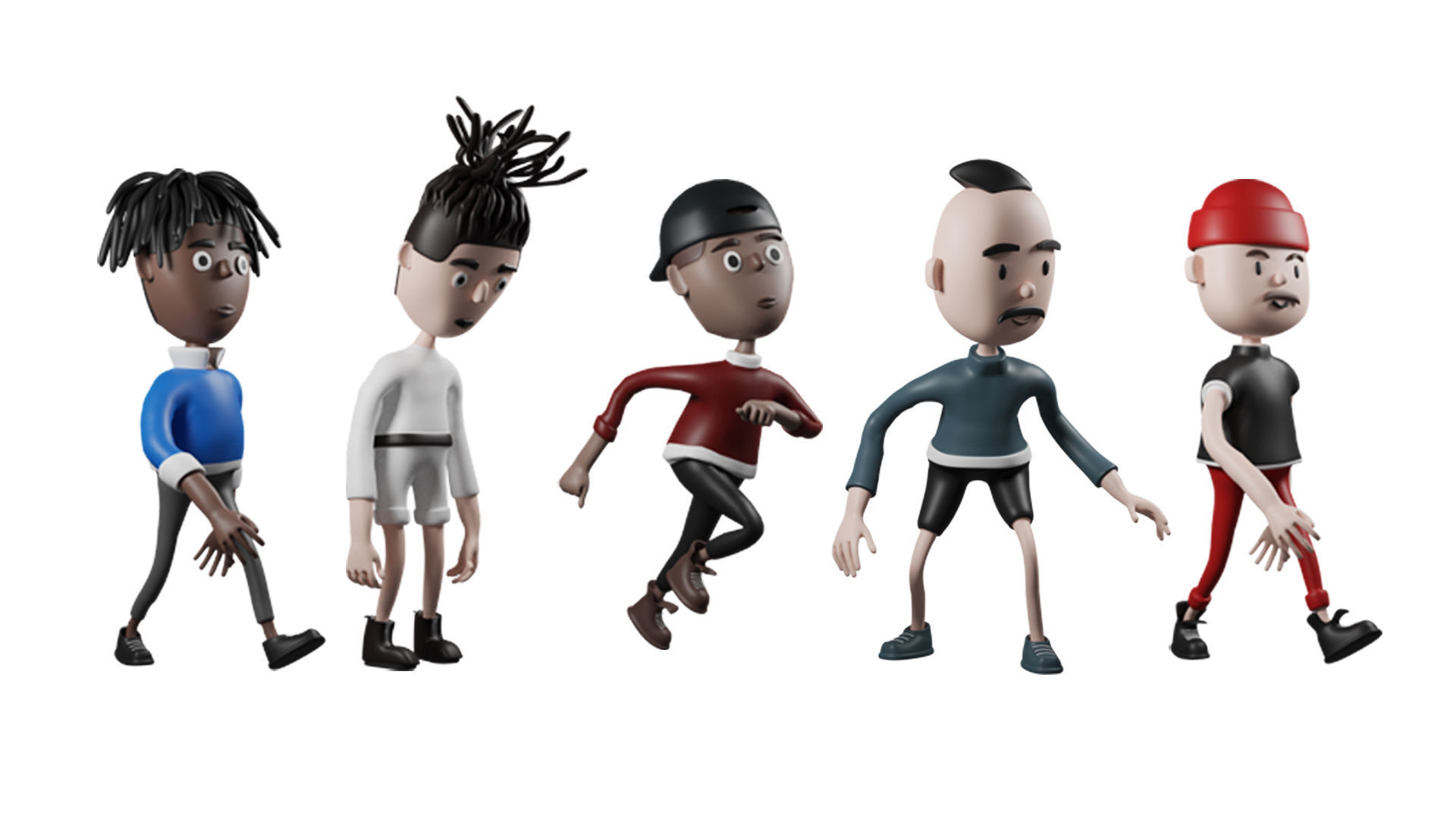 3D model Low poly cartoon characters 1 01 pack 3d model VR / AR / low ...