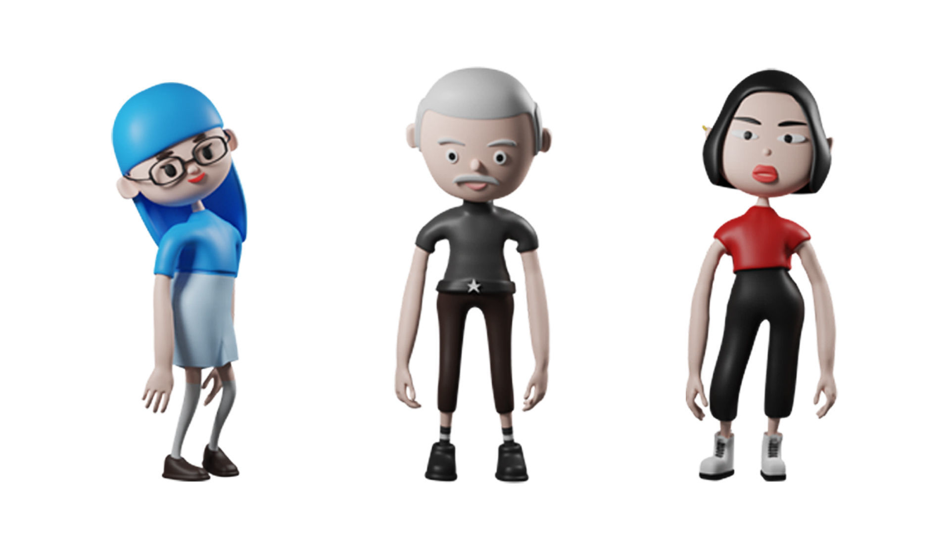 3D model Low poly cartoon characters 1 01 pack 3d model VR / AR / low ...