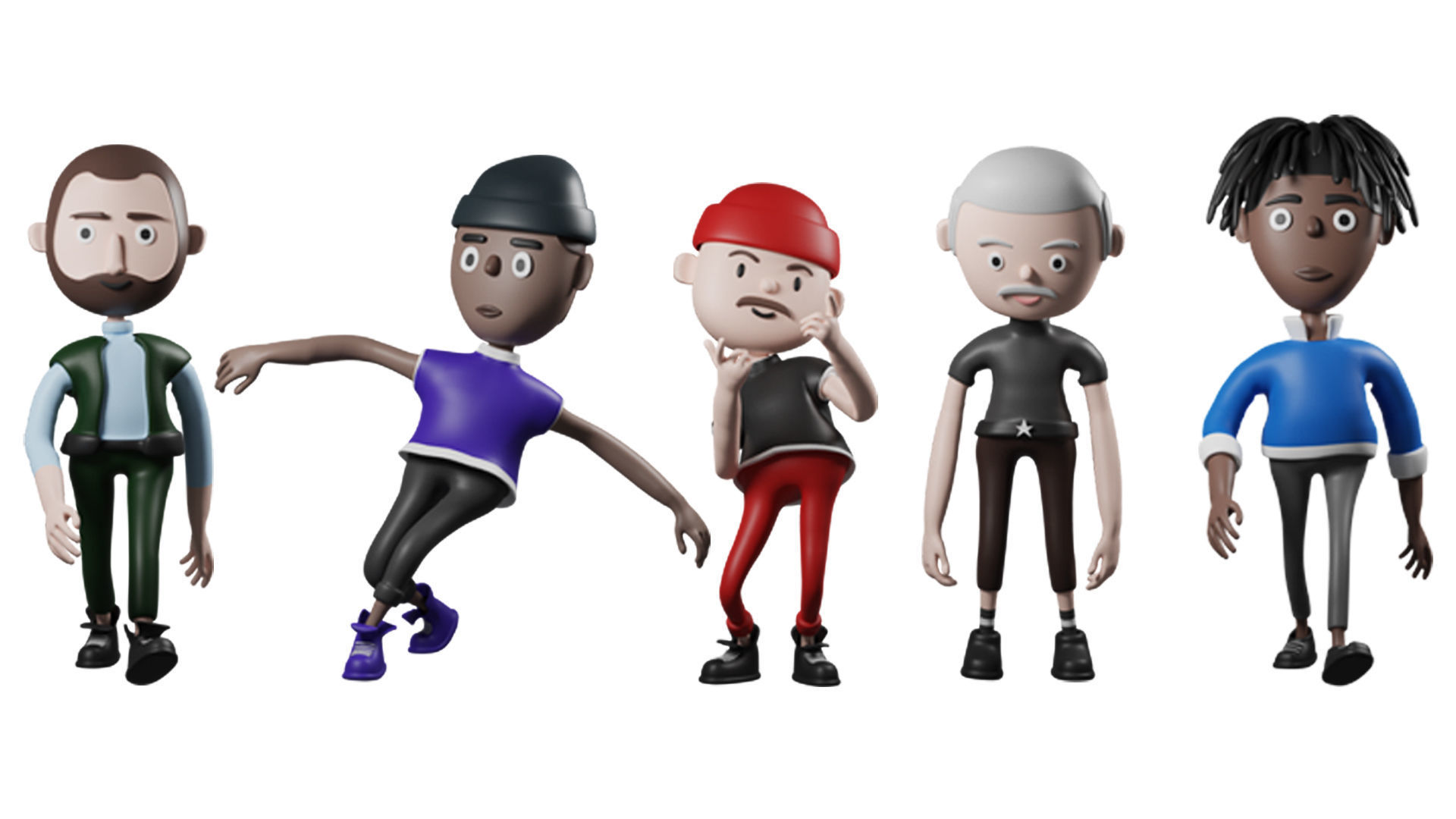 3D model Low poly cartoon characters 1 01 pack 3d model VR / AR / low ...